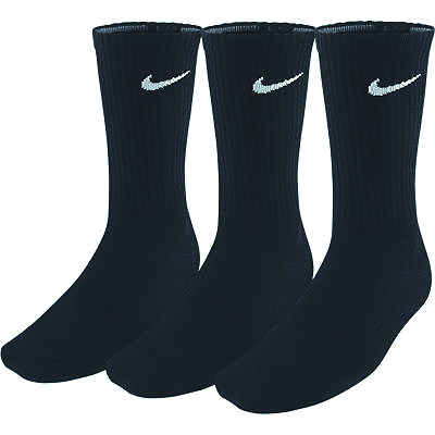 Nike. Crew Sports Sock. BLACK. Sizes: 12--14.5 | Nike crew socks black